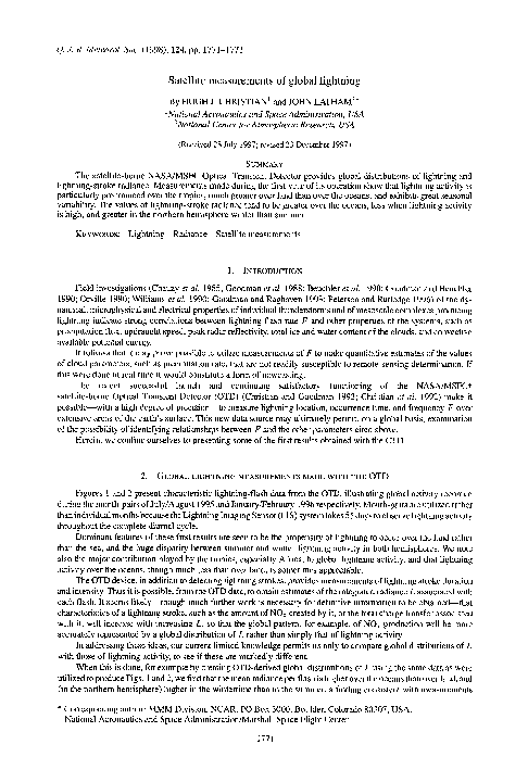 (PDF) Satellite measurements of global lightning