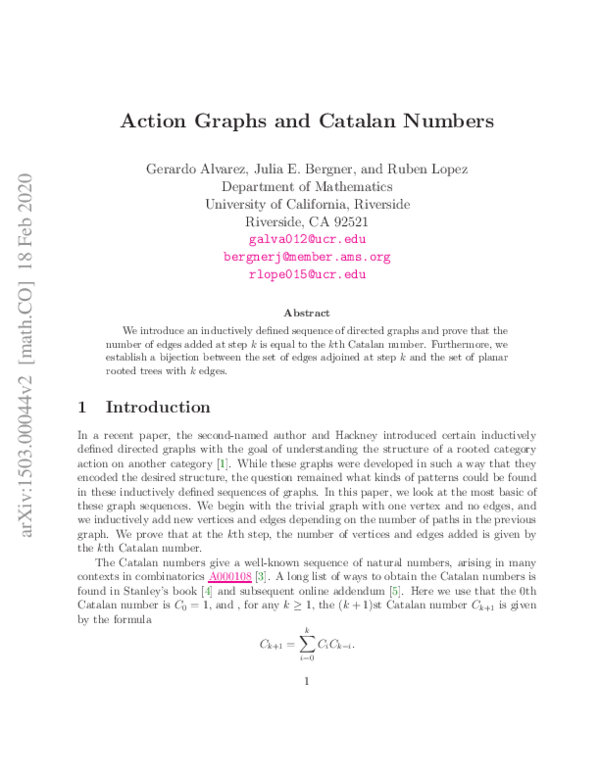 (PDF) Action graphs and Catalan numbers