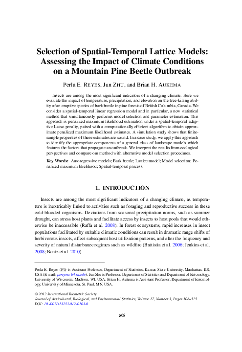 (PDF) Selection of Spatial-Temporal Lattice Models: Assessing the ...