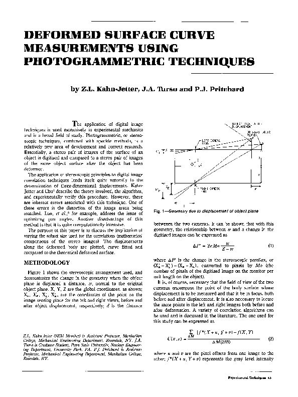 (PDF) Deformed Surface Curve Measurements Using Photo Gram M Etric ...