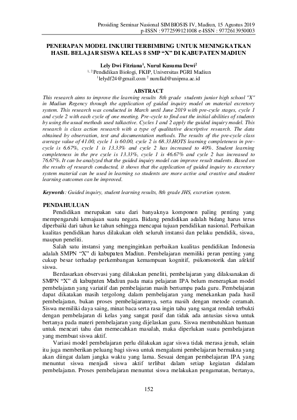 (PDF) Penerapan Model Inkuiri Terbimbing Untuk Meningkatkan Hasil Belajar Siswa Kelas 8 SMP “X ...
