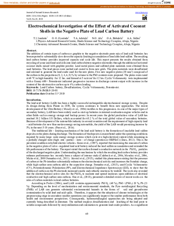 (PDF) Electrochemical Investigation of the Effect of Activated Coconut ...