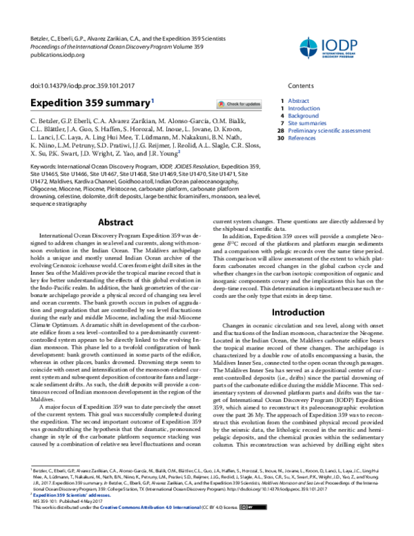 (PDF) Expedition 359 summary