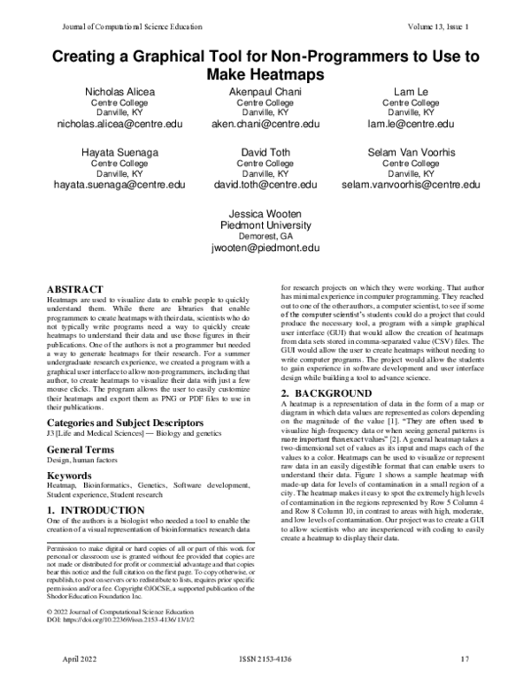 (PDF) Creating a Graphical Tool for Non-Programmers to Use to Make Heatmaps