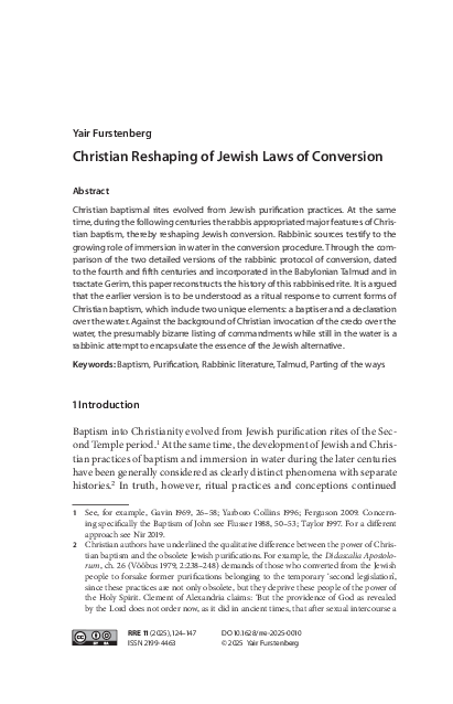 (PDF) Furstenberg Christian Reshaping of Jewish Laws of Conversion