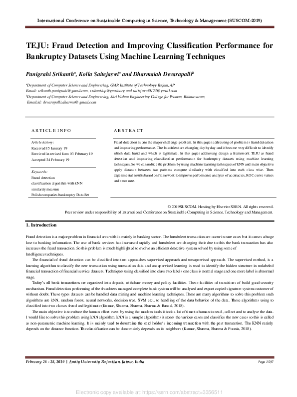 (PDF) TEJU: Fraud Detection and Improving Classification Performance for Bankruptcy Datasets ...