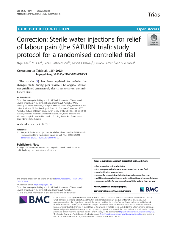 (PDF) Correction: Sterile water injections for relief of labour pain ...