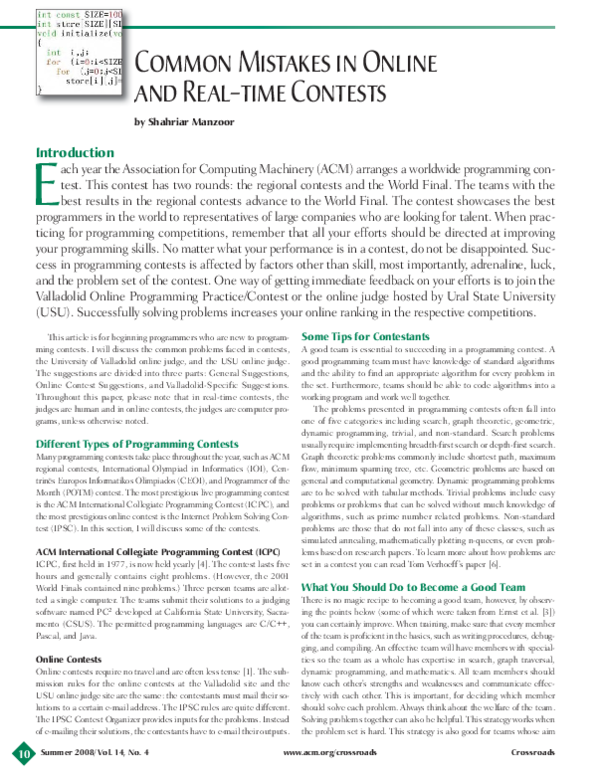 (PDF) Different Types of Programming Contests