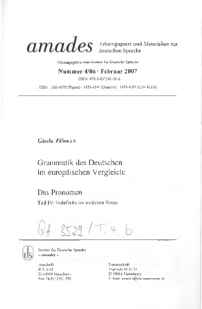 (PDF) Grammatik des Deutschen im europäischen Vergleich : "Das Pronomen ...