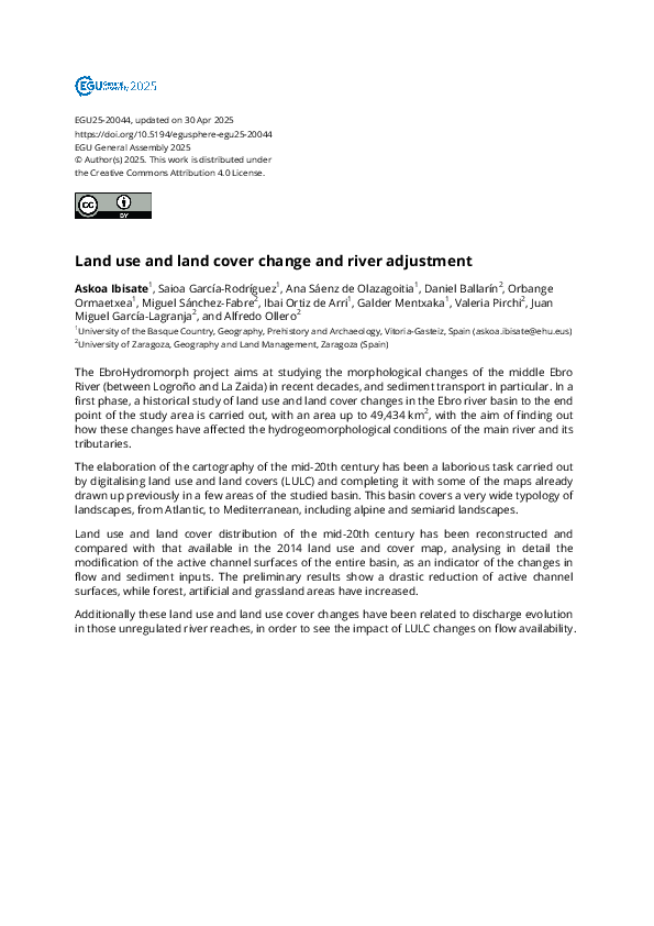 (PDF) Land use and land cover change and river adjustment