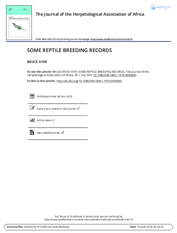 (PDF) Some Reptile Breeding Records