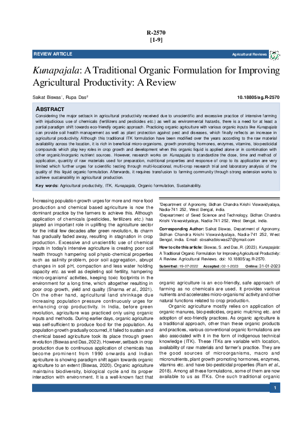 (PDF) Kunapajala: A Traditional Organic Formulation for Improving ...