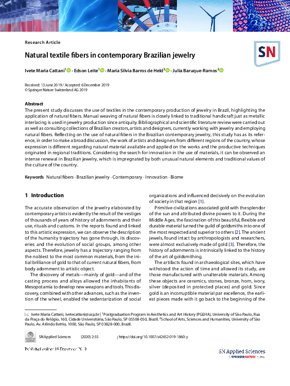(PDF) Natural textile fibers in contemporary Brazilian jewelry