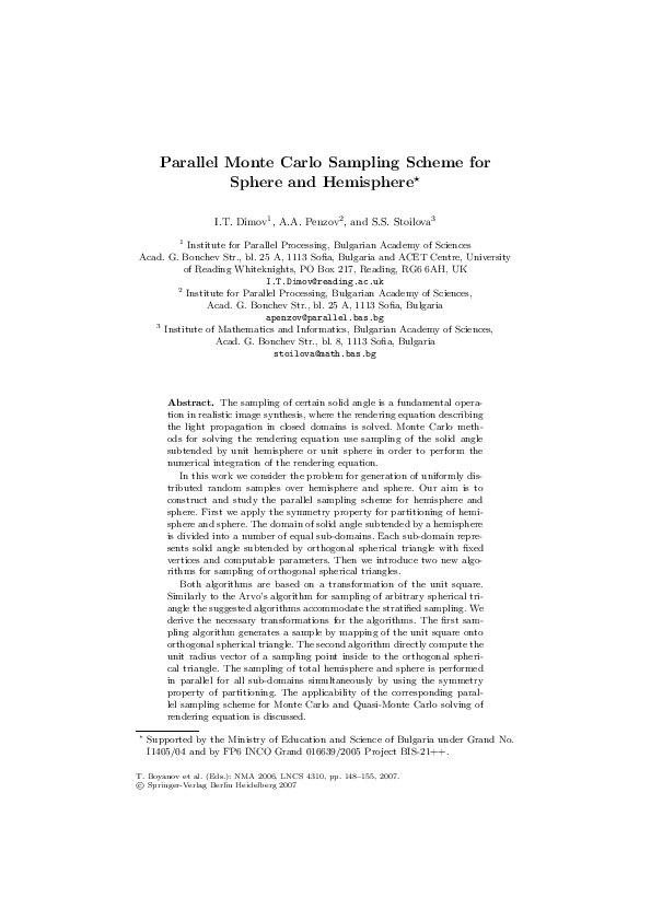 (PDF) Parallel Monte Carlo Sampling Scheme for Sphere and Hemisphere
