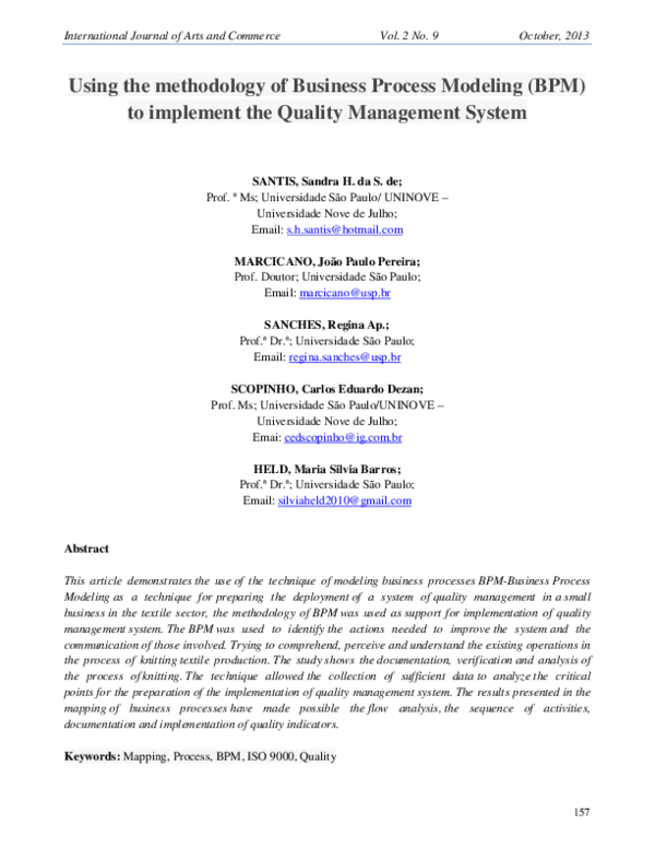 (PDF) Using the methodology of Business Process Modeling (BPM) to ...
