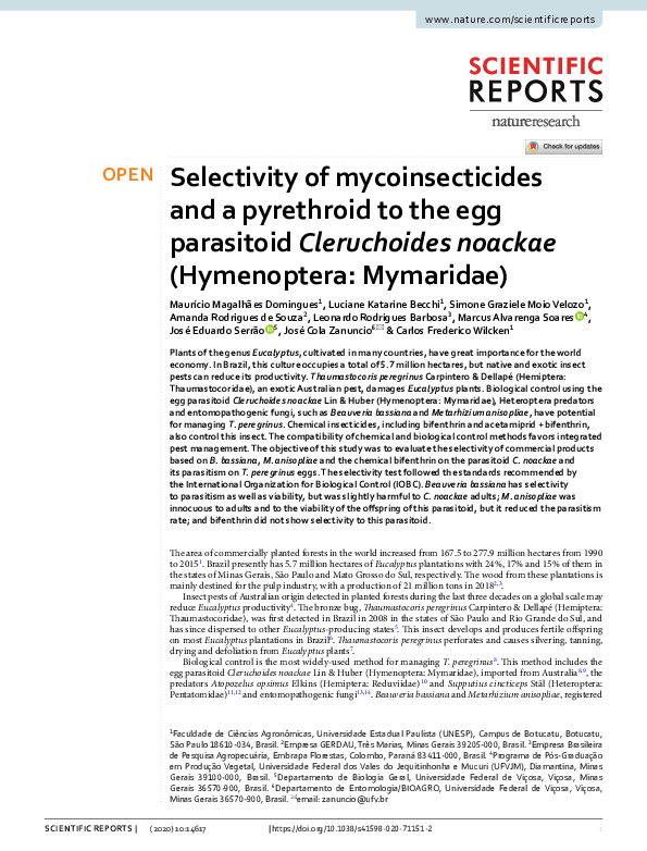 (PDF) Selectivity of mycoinsecticides and a pyrethroid to the egg ...