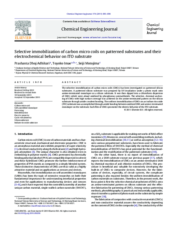 (PDF) Selective immobilization of carbon micro coils on patterned ...