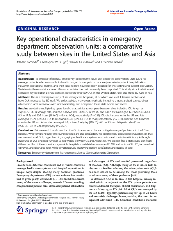 (PDF) Key operational characteristics in emergency department ...