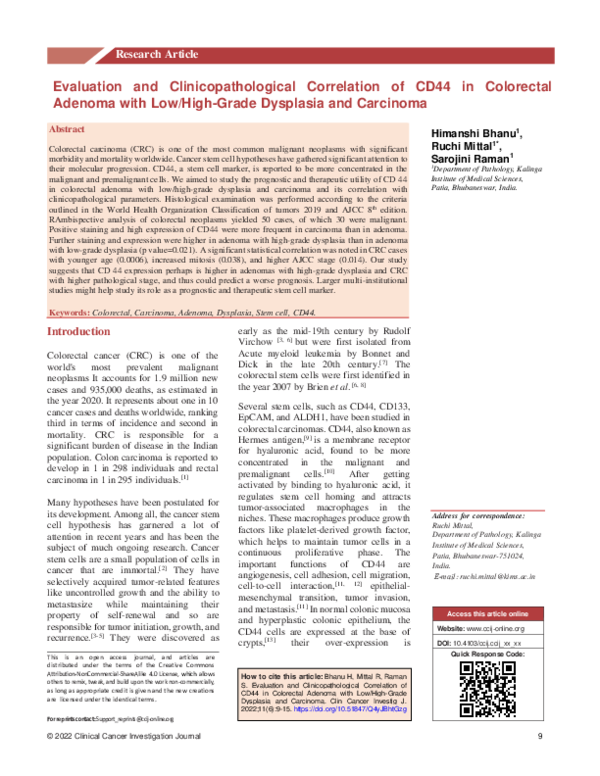 (PDF) Evaluation and Clinicopathological Correlation of CD44 in ...