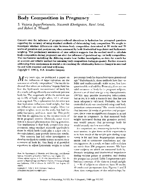 (PDF) Body composition in pregnancy