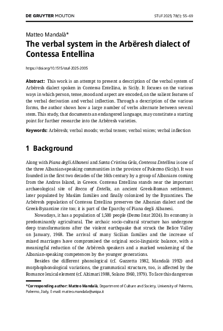 (PDF) The verbal system in the Arbëresh dialect of
