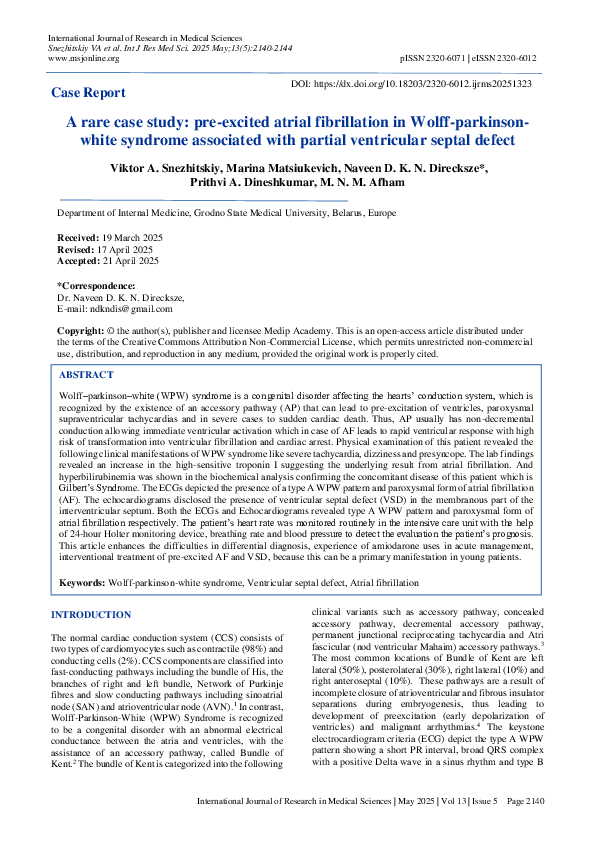 (PDF) A rare case study: pre-excited atrial fibrillation in Wolff ...