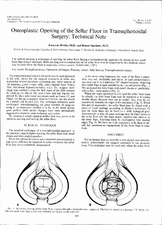 (PDF) Osteoplastic Opening of the Sellar Floor in Transsphenoidal ...