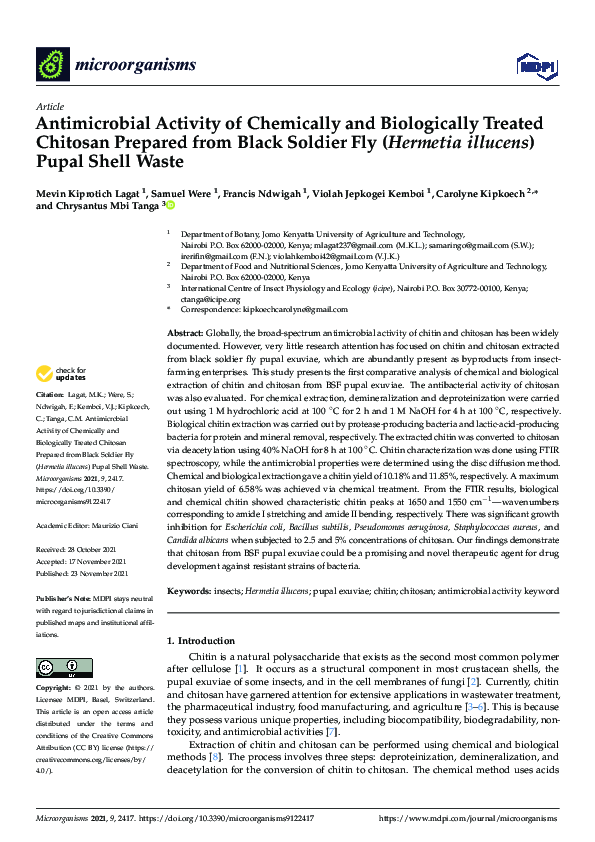 (PDF) Antimicrobial Activity of Chemically and Biologically Treated ...