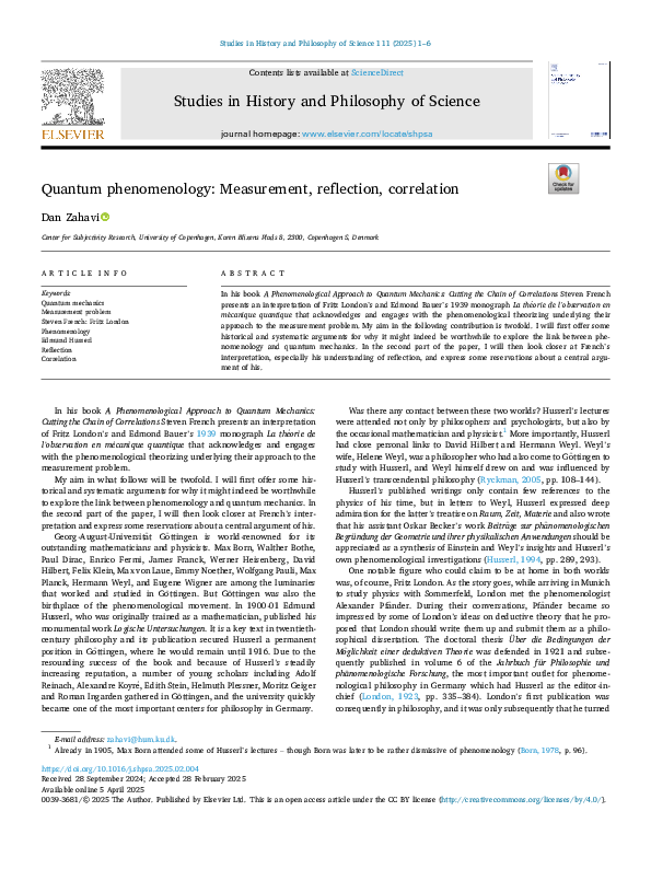 (PDF) Quantum phenomenology: Measurement, reflection, correlation