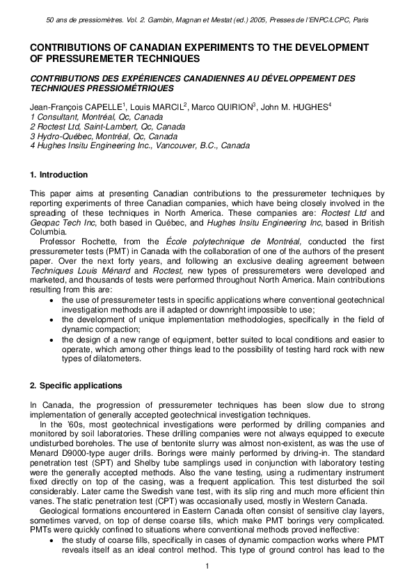 (PDF) Contributions of Canadian Experiments to the Development of ...