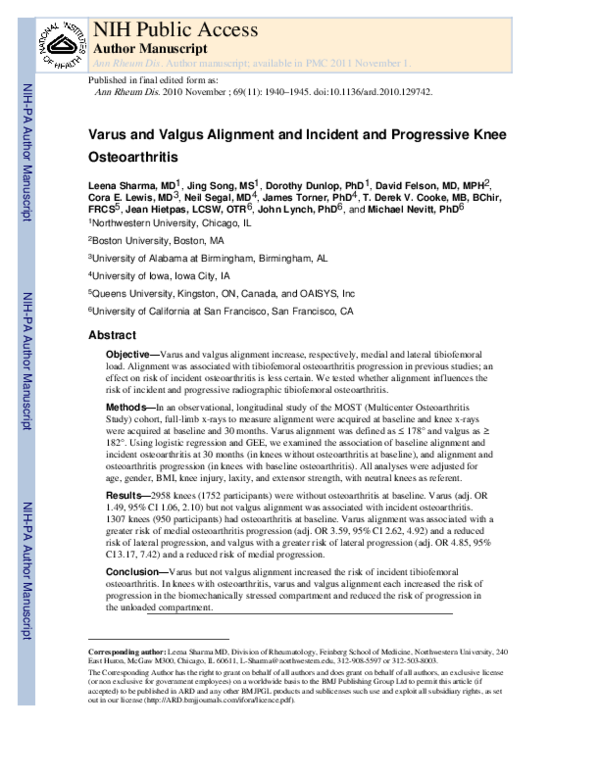(PDF) Varus and valgus alignment and incident and progressive knee ...