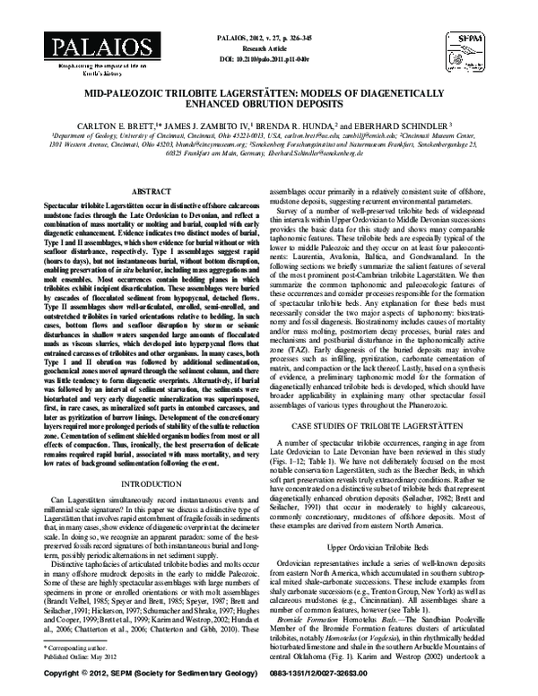 (PDF) Mid-Paleozoic Trilobite Lagerstatten: Models of Diagenetically ...
