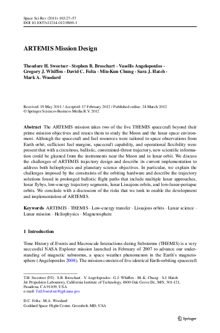 (PDF) ARTEMIS Mission Design