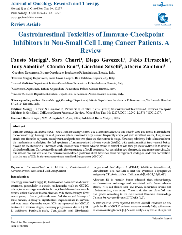 (PDF) Gastrointestinal Toxicities of Immune-Checkpoint Inhibitors in ...