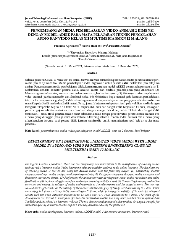(PDF) Pengembangan Media Pembelajaran Video Animasi 2 Dimensi dengan ...