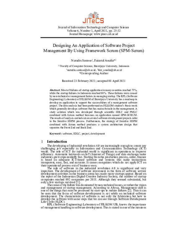 (PDF) Designing An Application of Software Project Management By Using Framework Scrum (SPM-Scrum)