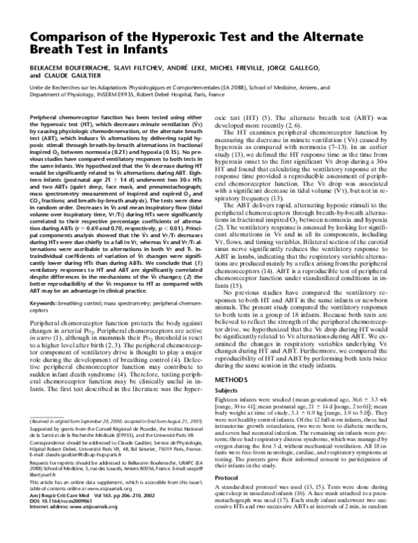 (PDF) Comparison of the Hyperoxic Test and the Alternate Breath Test in ...