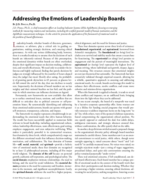(PDF) Addressing the Emotions of Leadership Boards