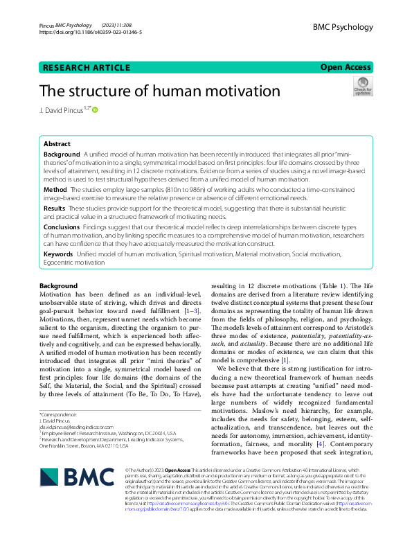 (PDF) The structure of human motivation