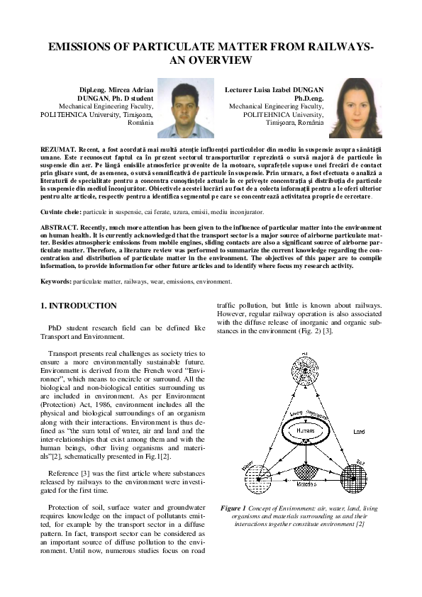 (PDF) Emissions of Particulate Matter from Railways-An Overview