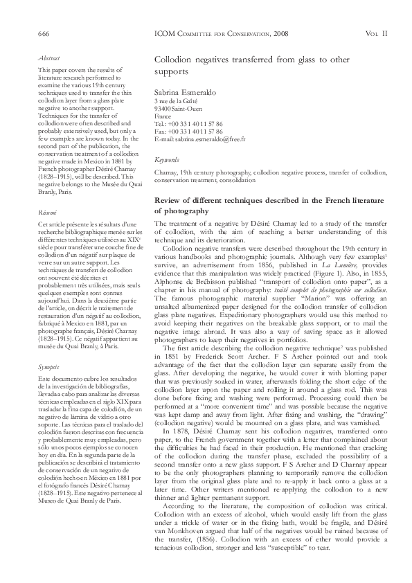 (PDF) Collodion negatives transferred from glass to other supports