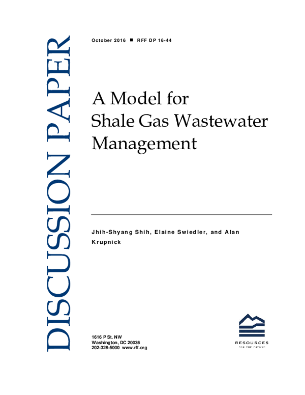 (PDF) A Model for Shale Gas Wastewater Management