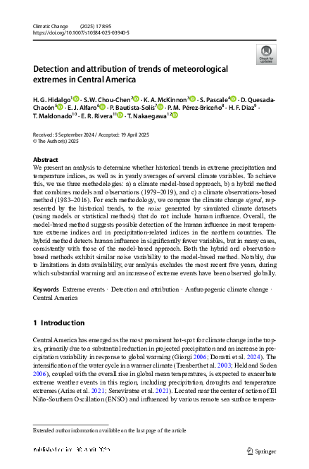 (PDF) Detection and attribution of trends of meteorological extremes in Central America