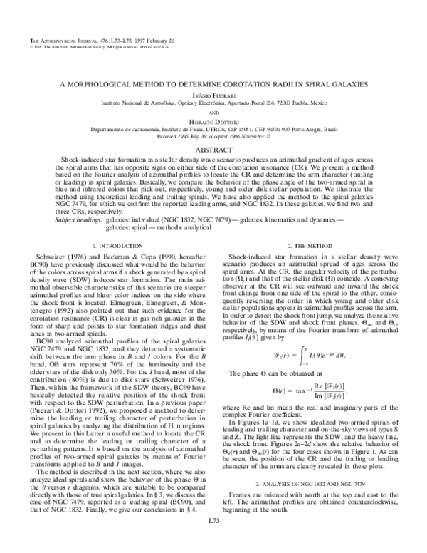 (PDF) A Morphological Method to Determine Corotation Radii in Spiral ...