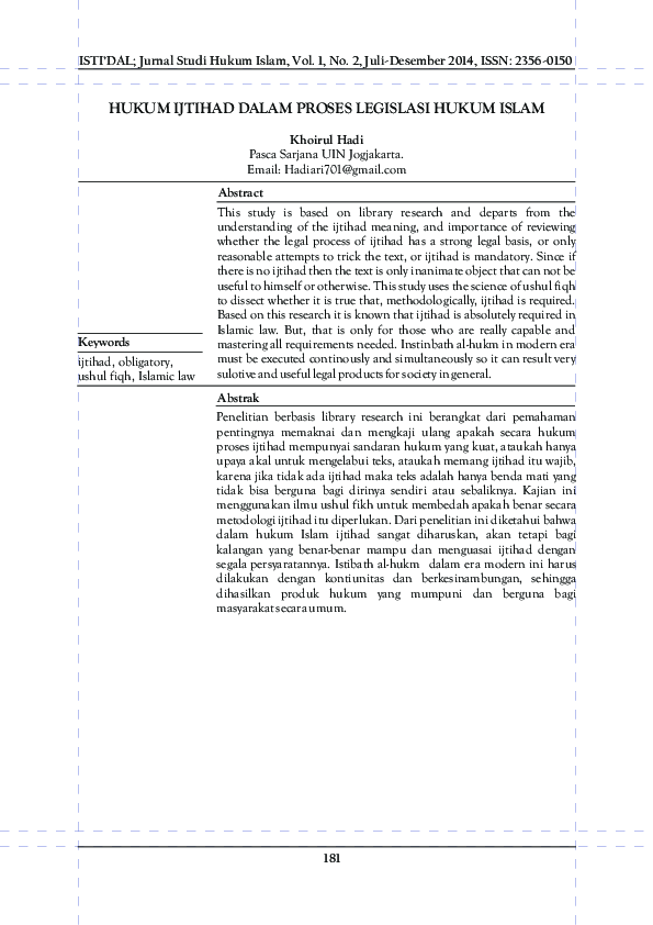 (PDF) Hukum Ijtihad Dalam Proses Legislasi Hukum Islam