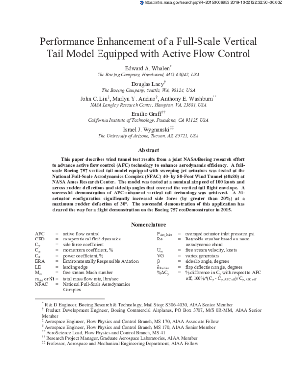 (PDF) Performance Enhancement of a Full-Scale Vertical Tail Model ...