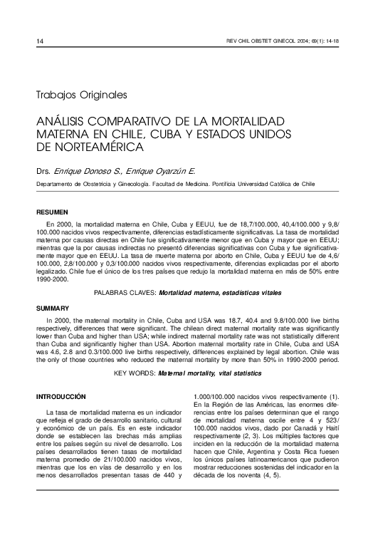 (PDF) An lisis Comparativo De La Mortalidad Materna en Chile, Cuba y Estados Unidos De Norteam rica