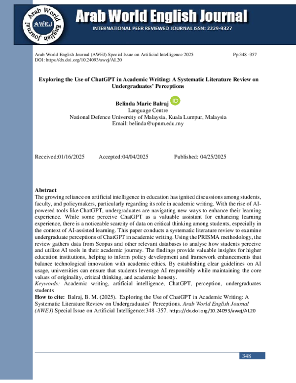 (PDF) Exploring the Use of ChatGPT in Academic Writing: A Systematic Literature Review on ...
