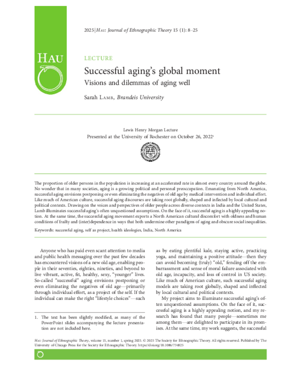 (PDF) Successful aging's global moment Visions and dilemmas of aging ...