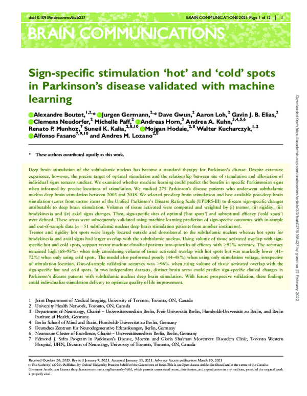 (PDF) Sign-specific stimulation ‘hot’ and ‘cold’ spots in Parkinson’s ...